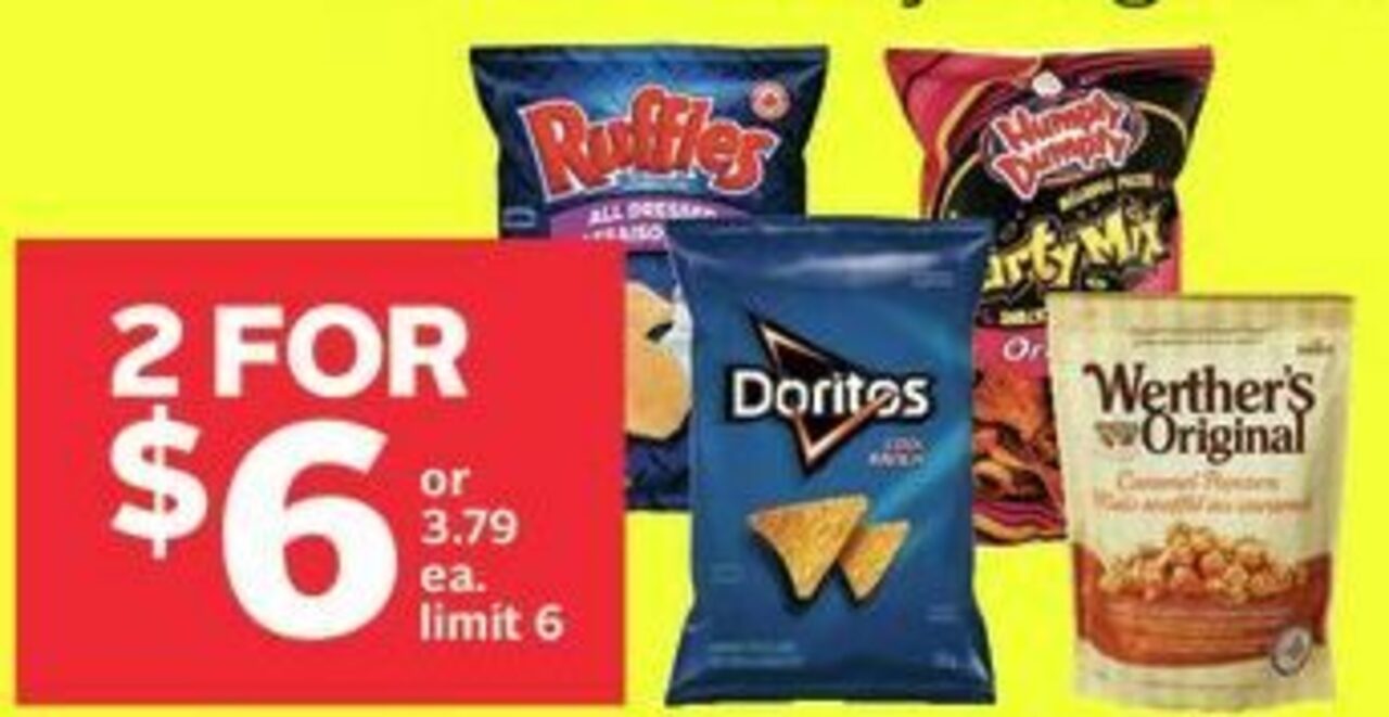 Rexall: Ruffles, Doritos Humpty Dumpty Party Mix, Ringolos, Sour Cream ...